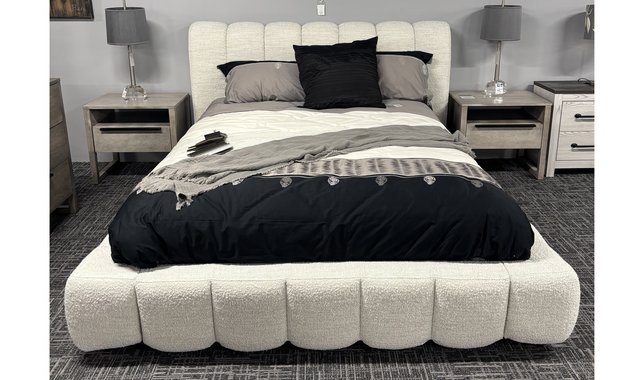 Lit plateforme rembourré texturé Queen | Accent Meubles
